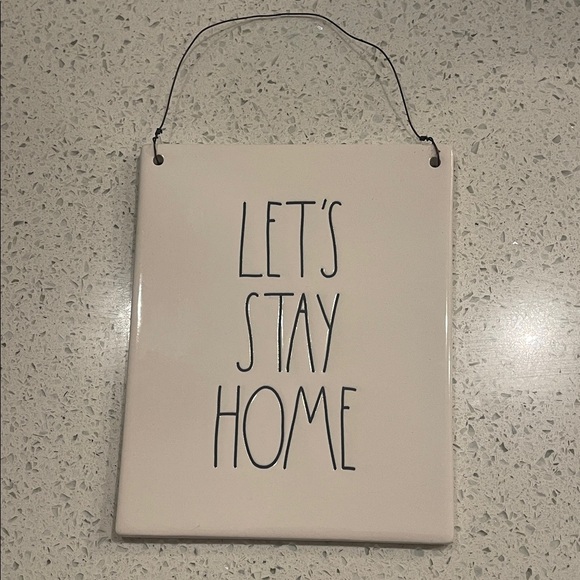 Rae Dunn | Wall Decor | Rae Dunn Cream Wall Art Lets Stay Home | Poshmark